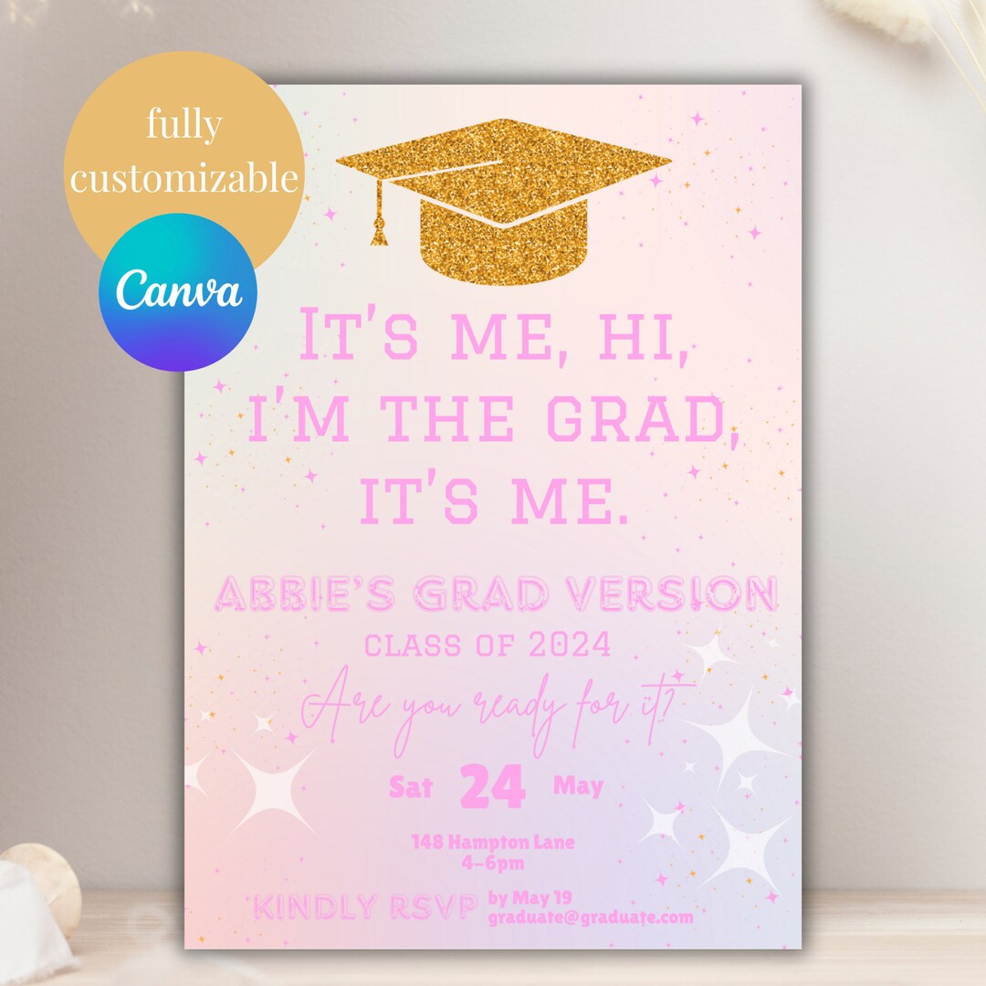 Taylor Graduation Invite Pack Personalized Era Invitations Custom Grad ...