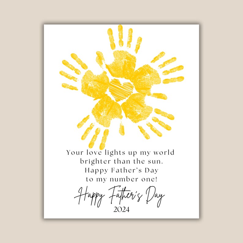 Fathers Day Handprint Craft Preschool Gift for Dad, Grandpa Sunshine ...