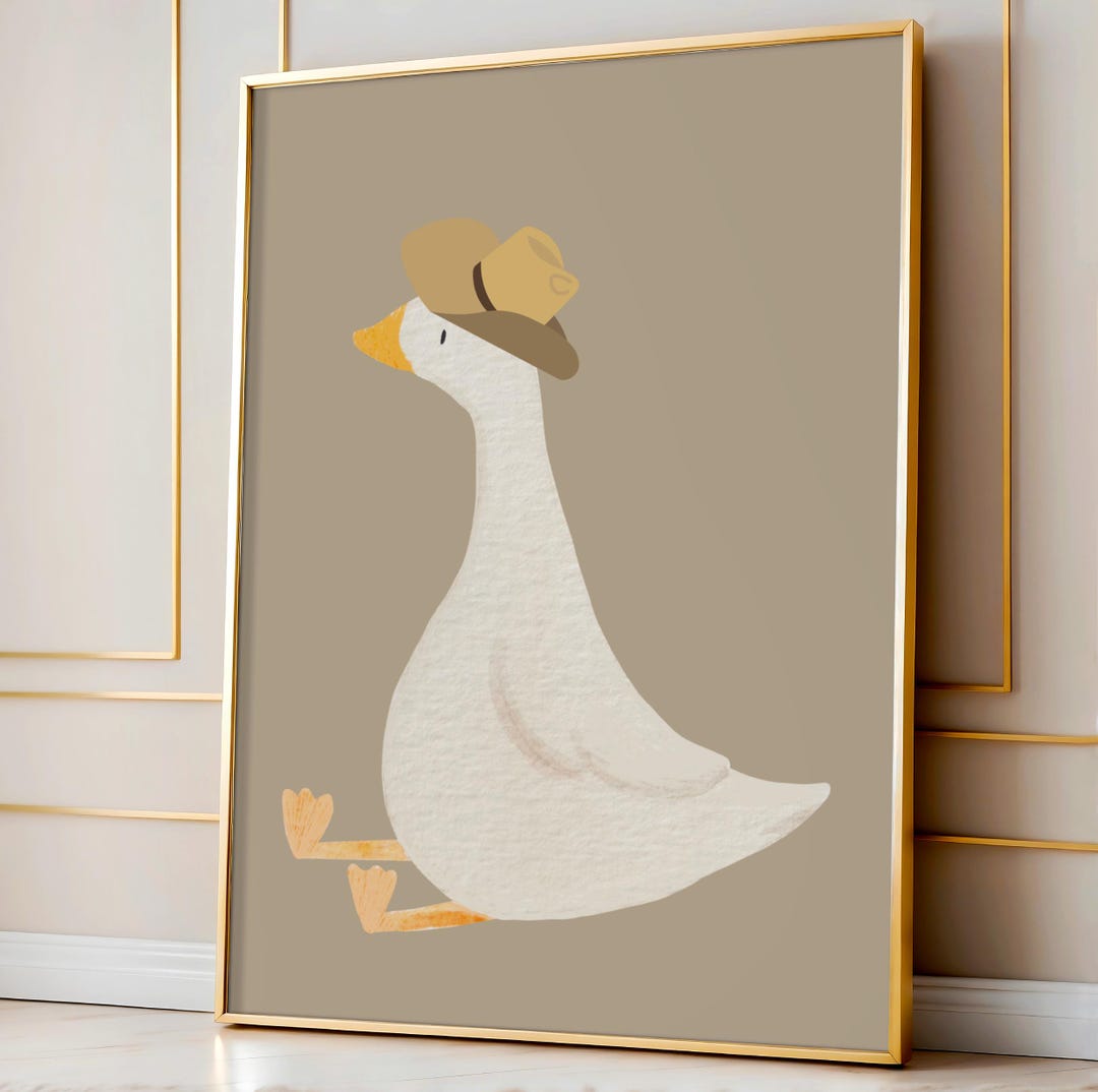Silly Goose Wall Art, Cute Cowboy Goose Poster, Beige Boy Girl Nursery ...
