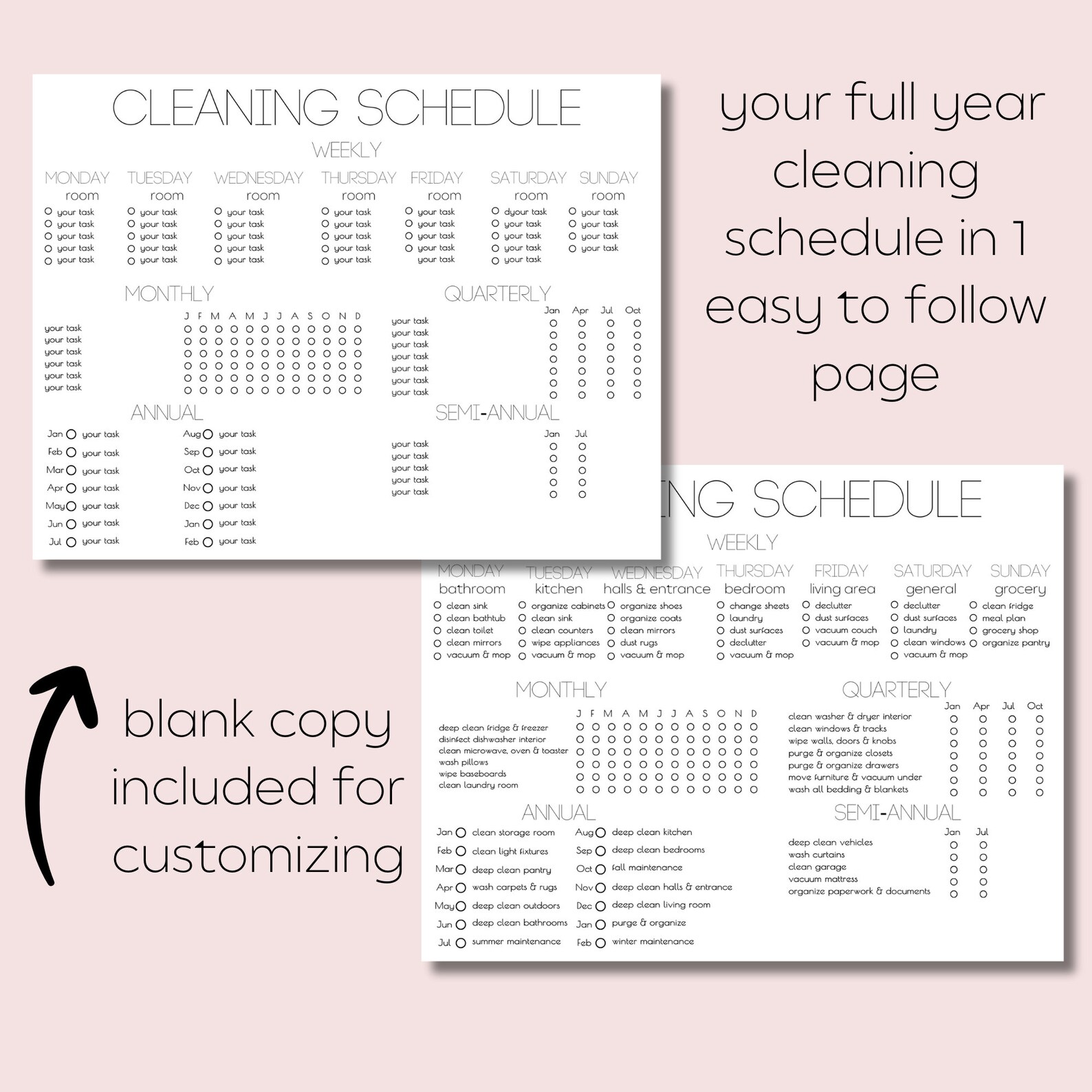Editable Cleaning Schedule, Cleaning Checklist, House Cleaning ...