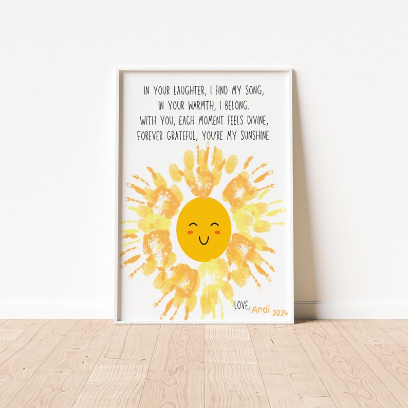 Sunshine Handprint Printable Keepsake | Fingerprint Footprint Art ...