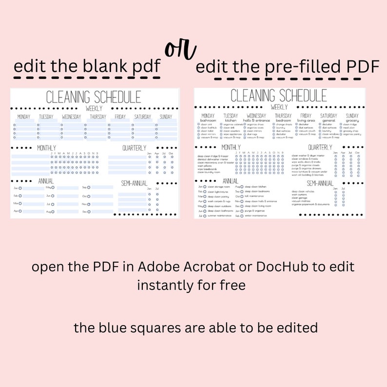 Editable Cleaning Checklist, Full Year House Cleaning Schedule, Daily ...