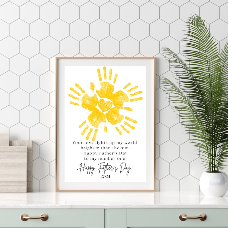 Fathers Day Handprint Craft Preschool Gift for Dad, Grandpa Sunshine ...