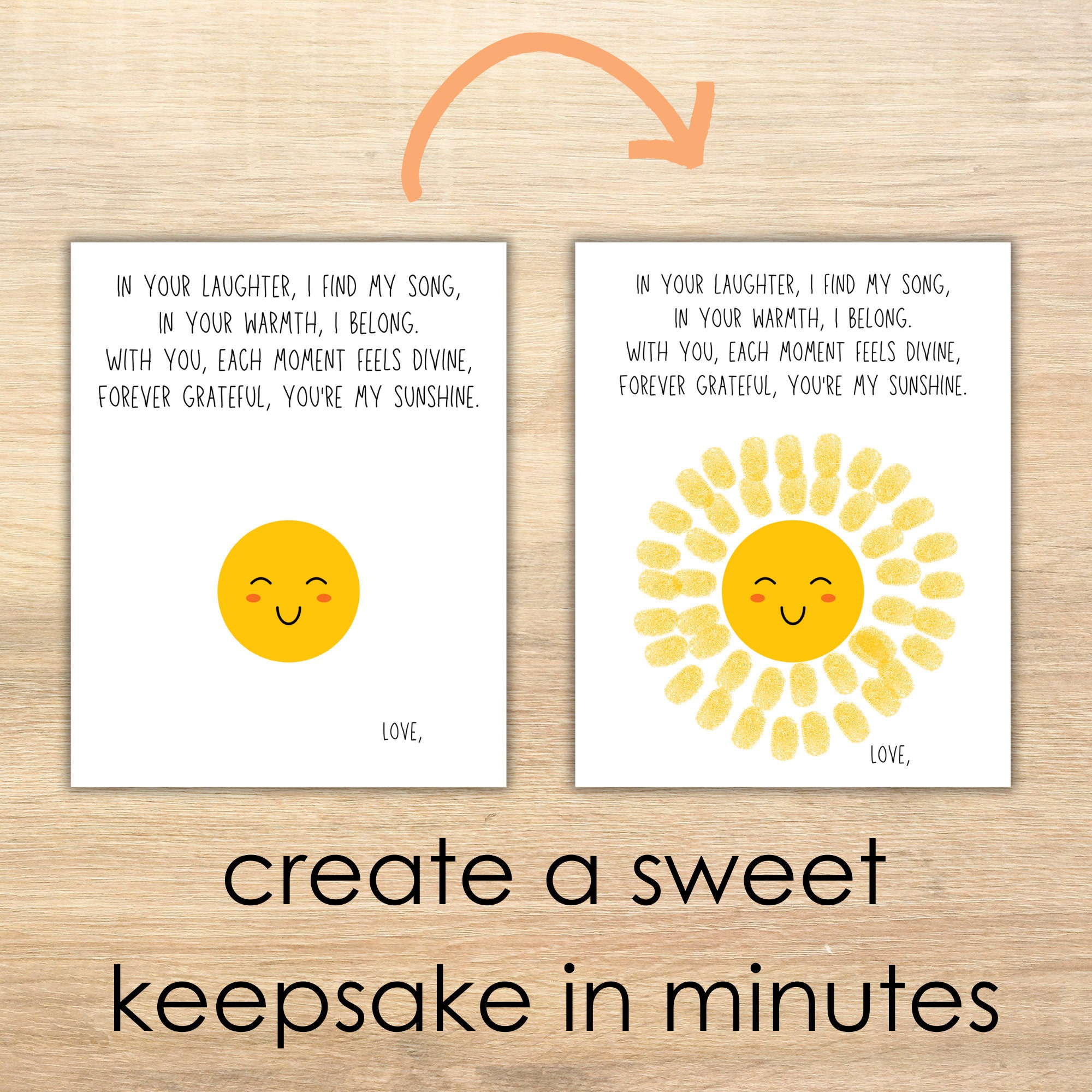 Mother's Day Handprint Printable Sunshine Fingerprint Keepsake Teacher ...