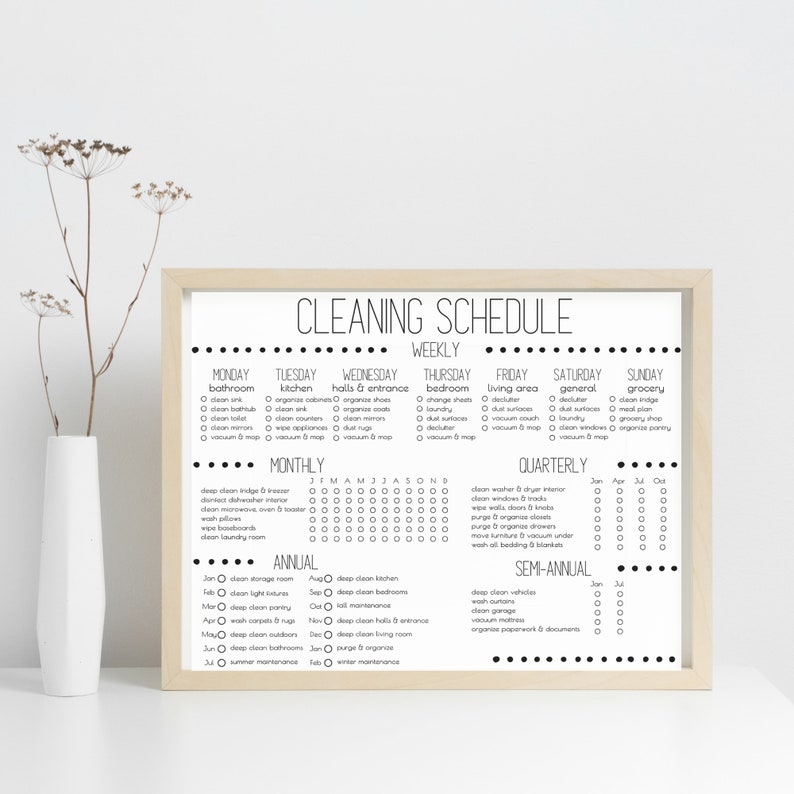 Editable Cleaning Checklist, Full Year House Cleaning Schedule, Daily ...