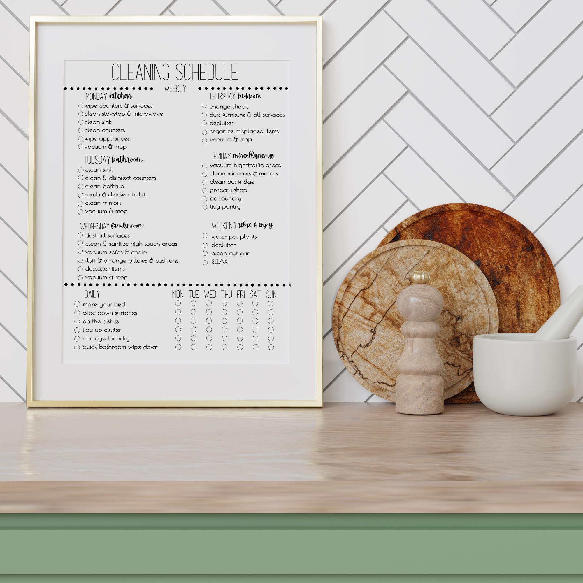 Weekly Cleaning Checklist Editable, Printable Template, House Chore ...
