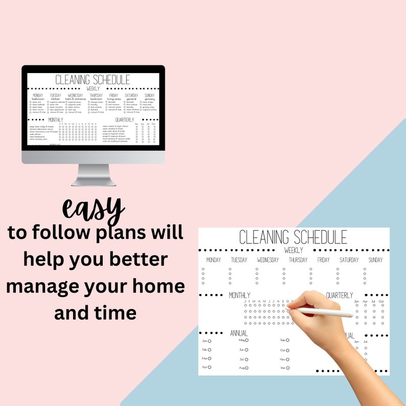 Editable Cleaning Checklist, Full Year House Cleaning Schedule, Daily ...