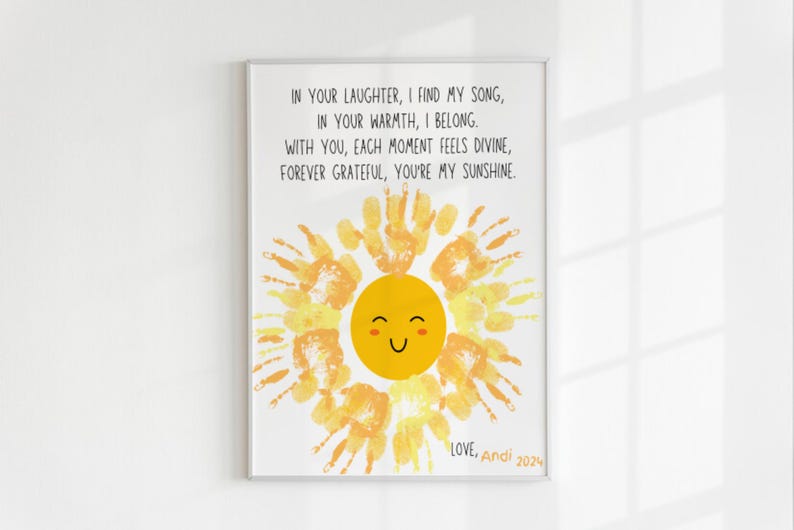 Sunshine Handprint Printable Keepsake | Fingerprint Footprint Art ...