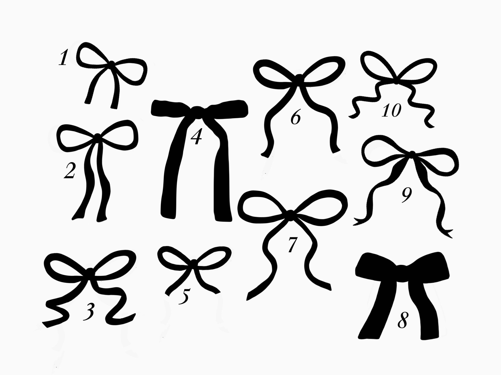 Hand Drawn Bow Clip Art PNG - Etsy