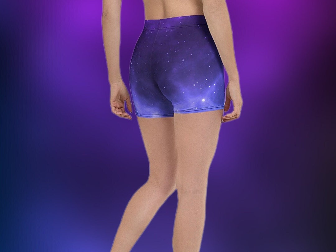 PURPLE GALAXY SHORTS Space Cosmic Yoga Shorts Space View Women Active ...