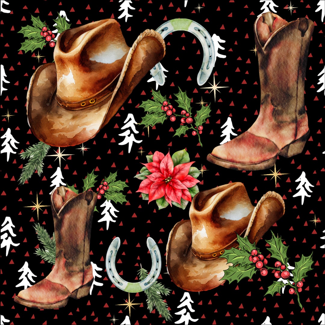 RUSTIC COWBOY CHRISTMAS Wrapping Paper: Western Holiday Gift Wrap With ...