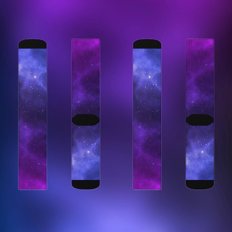 PURPLE GALAXY SOCKS Multicolor Cosmic Space Themed Printed Polyester ...