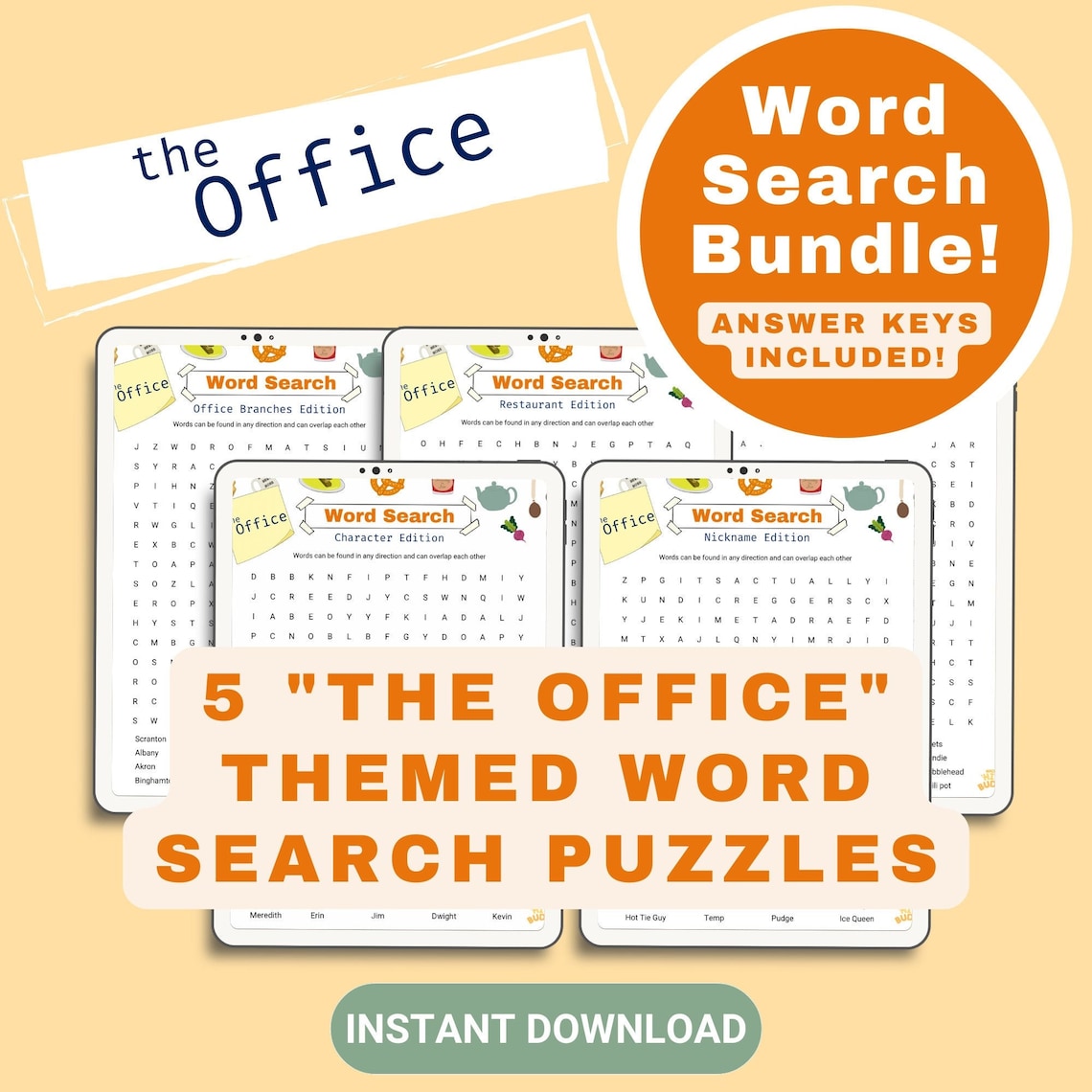 The Office Word Search Bundle 1 - Etsy