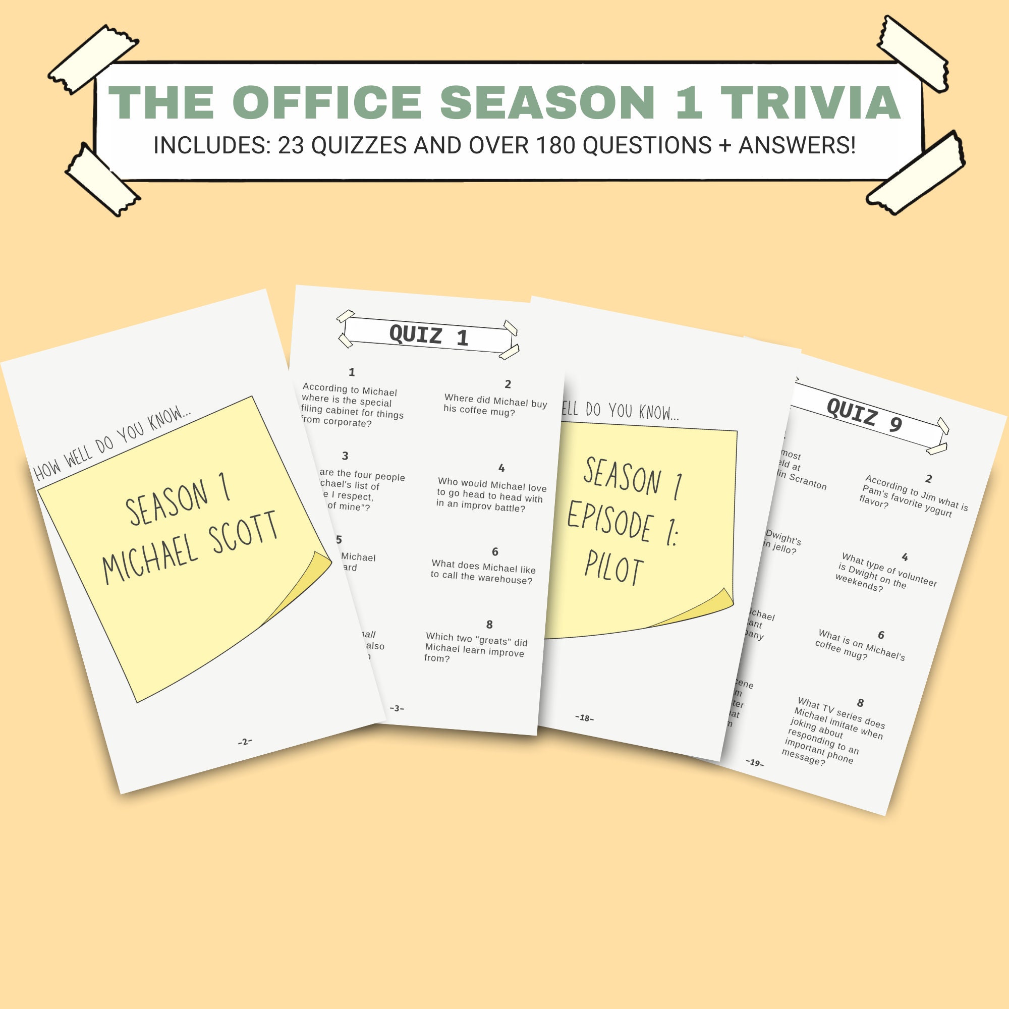 The Office Season 1 Trivia 23 Quizzes, 180 Questionsanswers Brand New ...