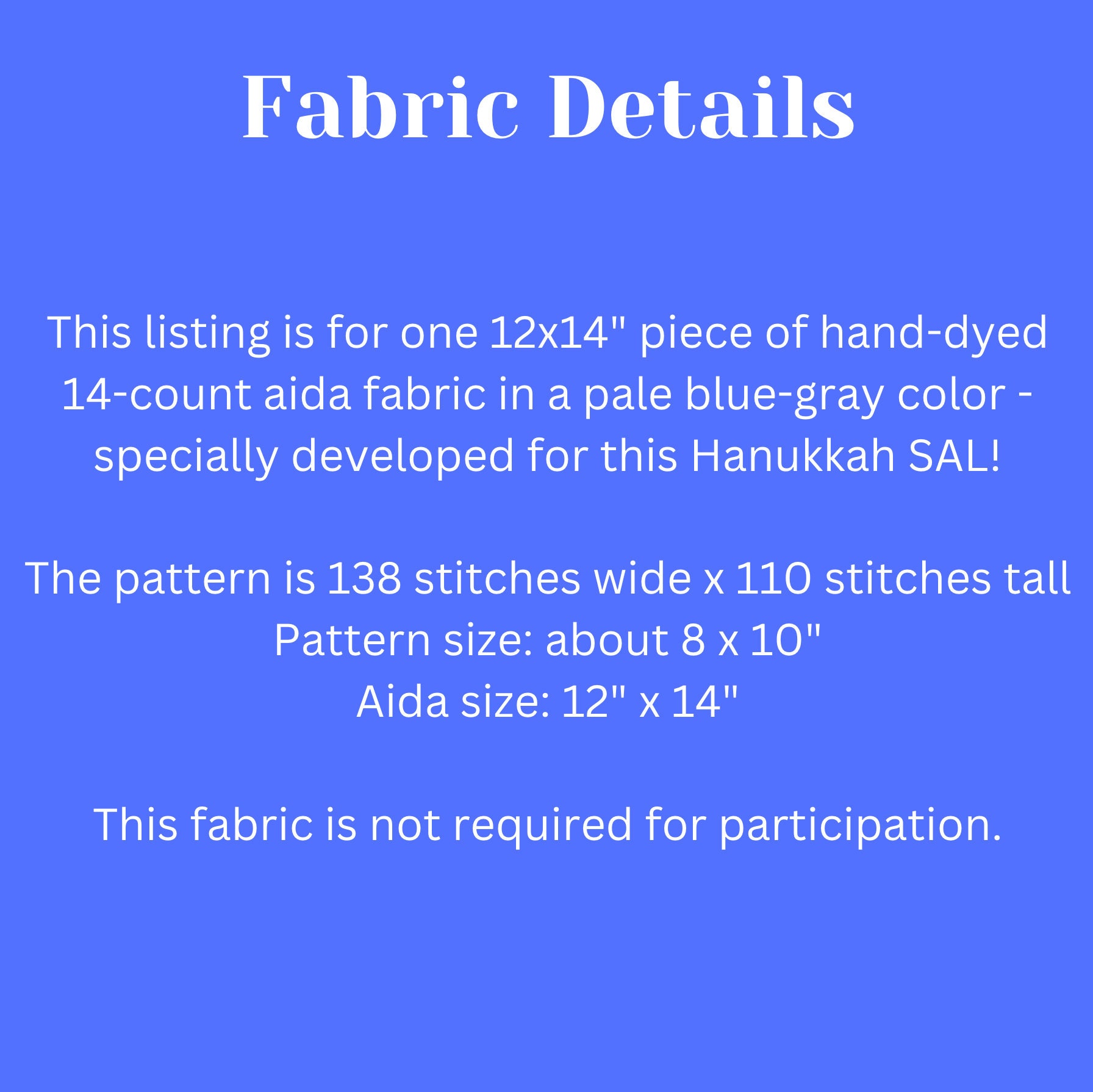 FABRIC 2022 Hanukkah Cross Stitch Stitch-along, Jewish Cross Stitch ...