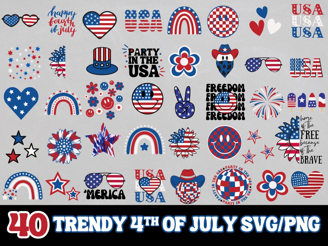 Retro SVG 4th of July PNG Fourth of July SVG Independence - Etsy