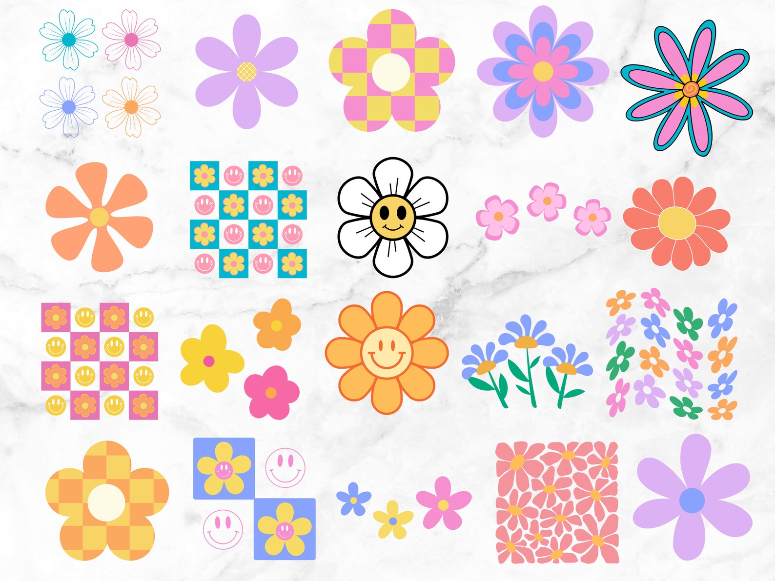 Retro SVG, Daisy SVG, Groovy SVG, Daisy Flower Svg, Happy Face Svg ...