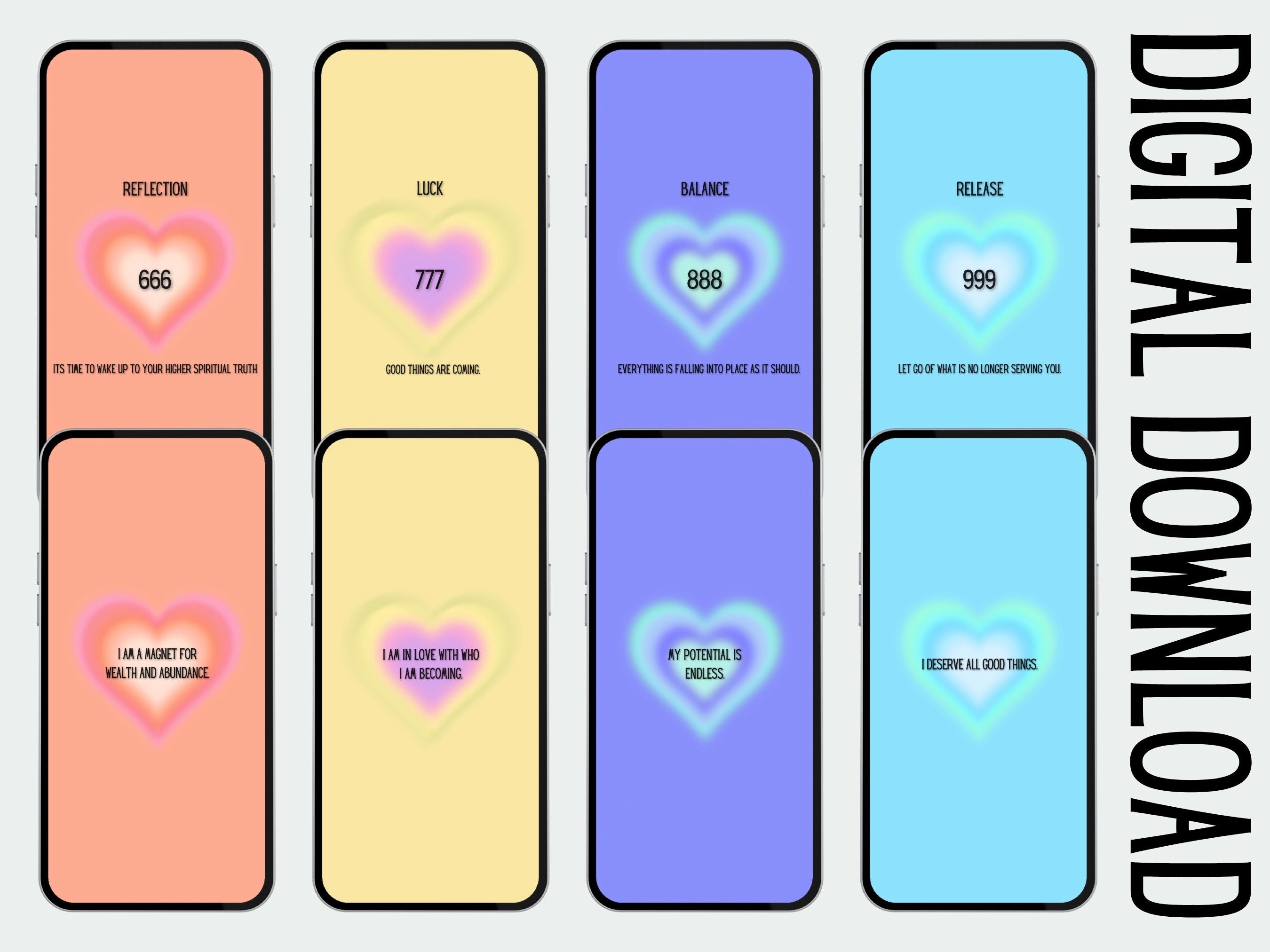 IPhone Wallpaper, Aesthetic Angel Numbers Phone Wallpaper Set, Trendy ...