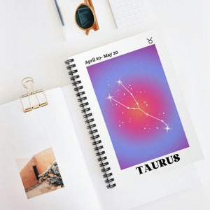 Aesthetic Astrology Zodiac Spiral Notebook, Aura Taurus Notebook ...