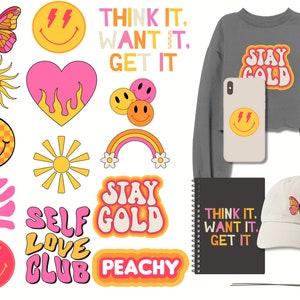 Retro SVG, Happy Face SVG, Groovy PNG, Trendy Svg, Flower Png, Trendy ...