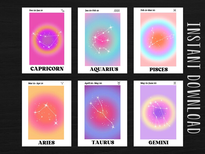 Astrology Art Print SVG Zodiac Poster Print Trendy Aesthetic Boho Art ...
