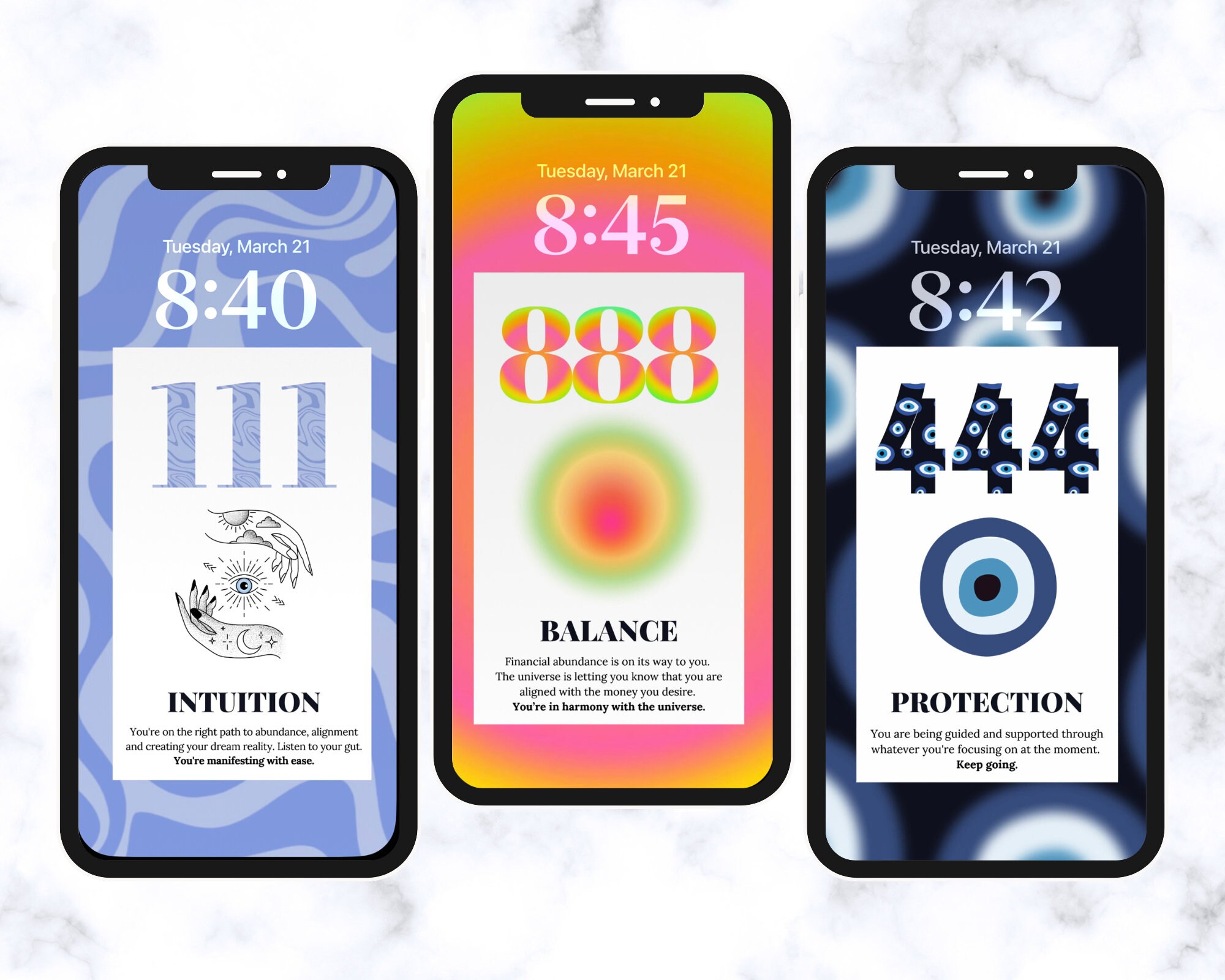IPhone Wallpaper Aesthetic Angel Numbers Aura Wallpaper Set - Etsy