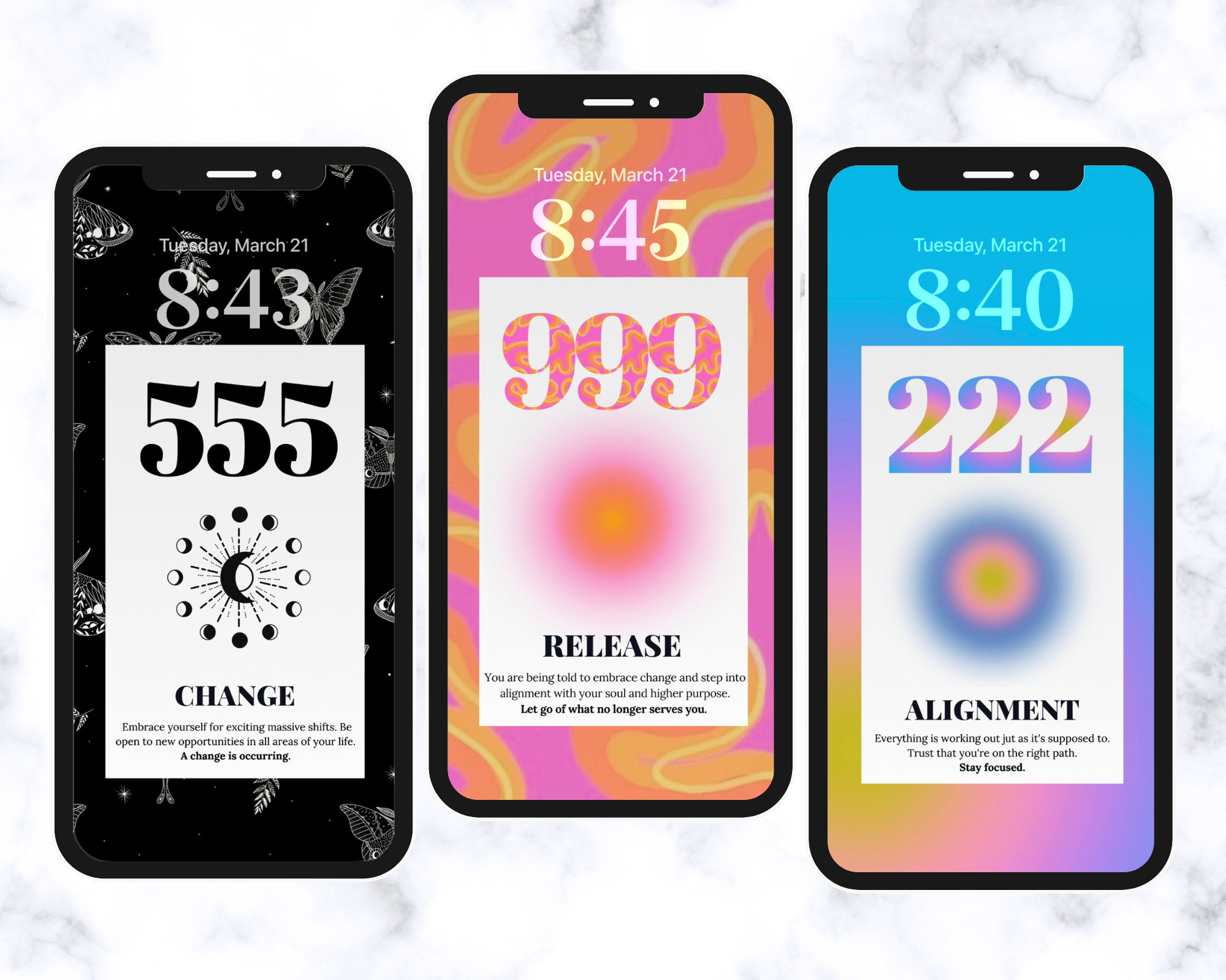 IPhone Wallpaper Aesthetic Angel Numbers Aura Wallpaper Set - Etsy