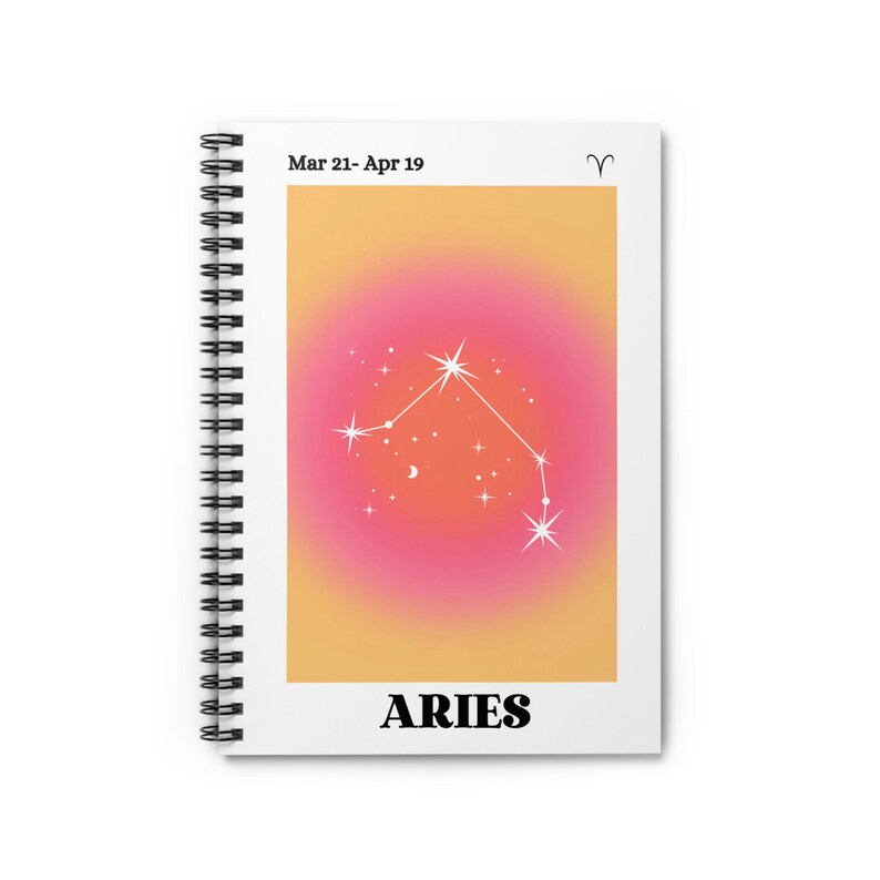 Aesthetic Astrology Zodiac Spiral Notebook, Aura Aries Notebook Journal ...