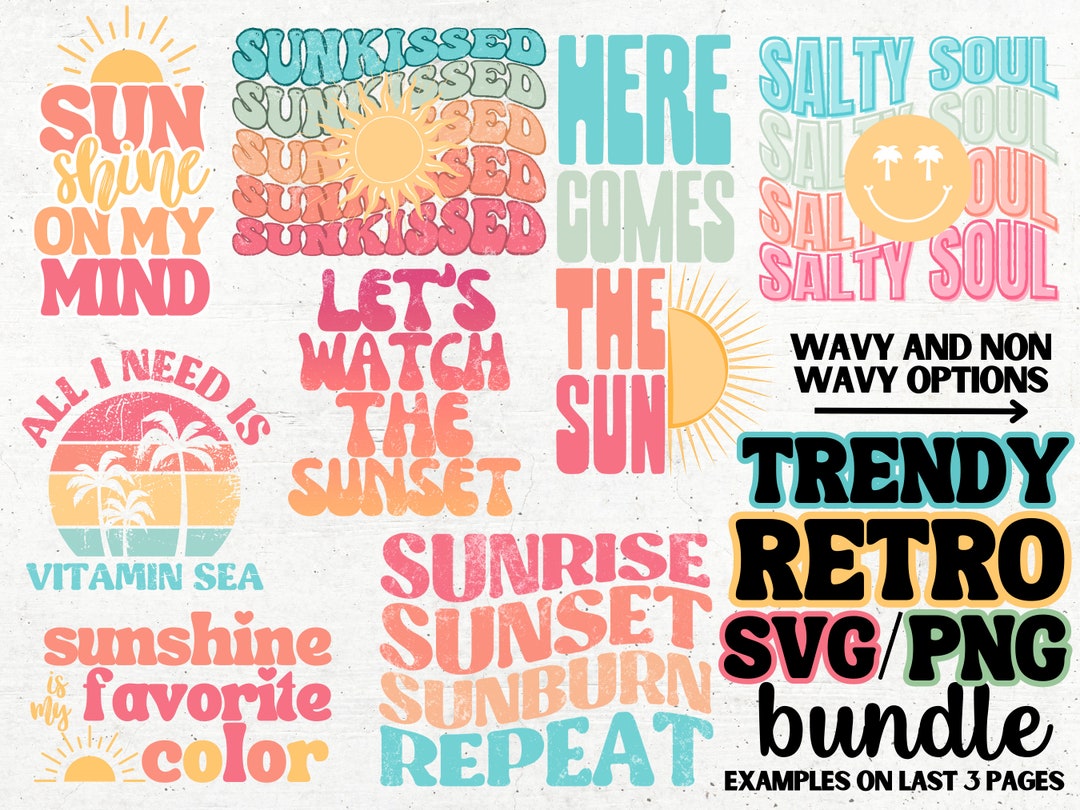 Retro Svg Bundle, Groovy Svg, Summer Svg, Trendy Svg, Beach Png, Summer ...