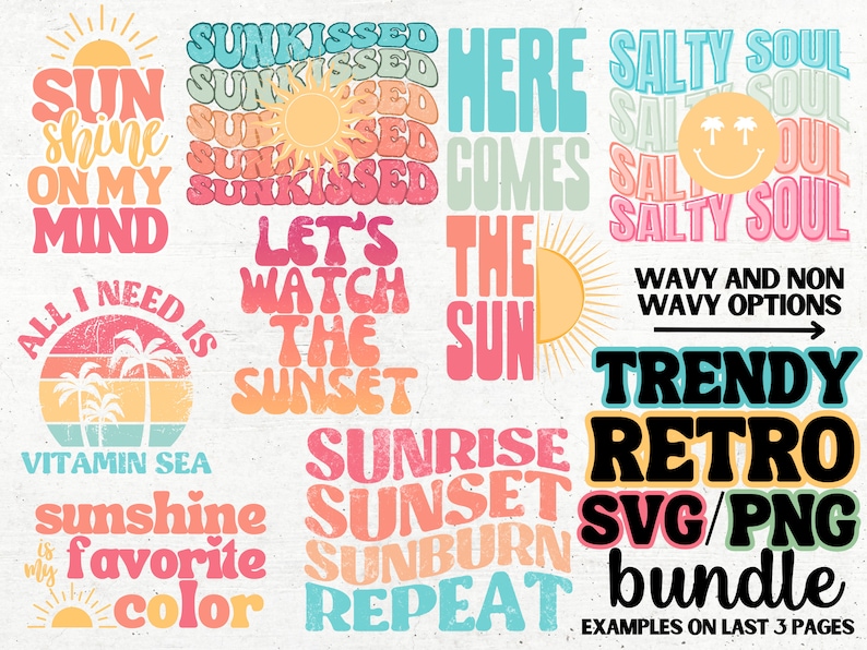 Retro Svg Bundle, Groovy Svg, Summer Svg, Trendy Svg, Beach Png, Summer ...