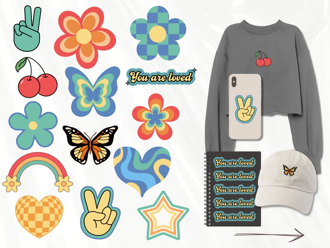 Retro SVG, Groovy SVG, Flower Svg, PNG Retro Clipart, Trendy Clipart ...