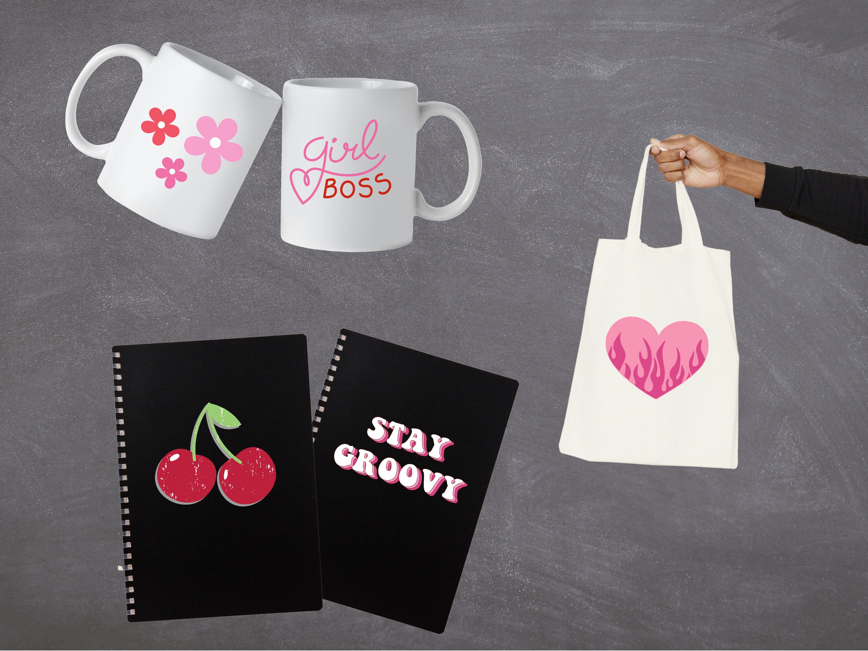 Retro SVG Bundle, Happy Face SVG, Trendy Svg Groovy Png, Red Pink SVG ...