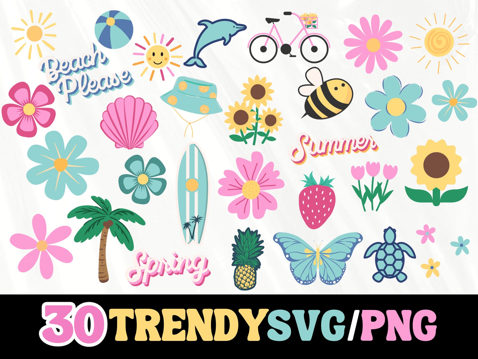 Summer SVG, Retro SVG, Groovy SVG, Spring Png, Flower Svg, Happy Face ...