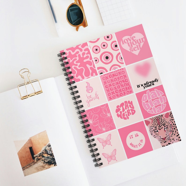 Pink Trendy Aesthetic Boho Collage Spiral Notebook Journal - Etsy