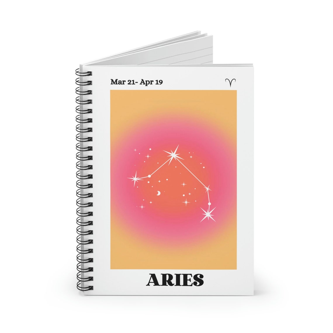 Aesthetic Astrology Zodiac Spiral Notebook, Aura Aries Notebook Journal ...
