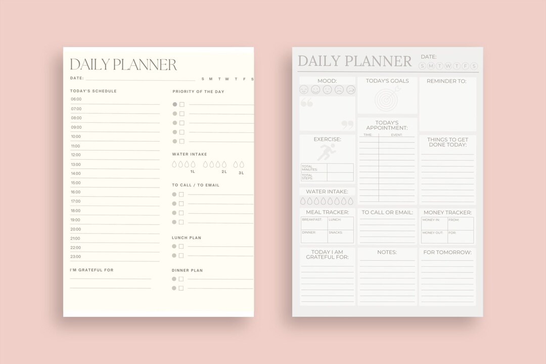 Minimalistic Daily Planner Template Digital & Printable - Etsy