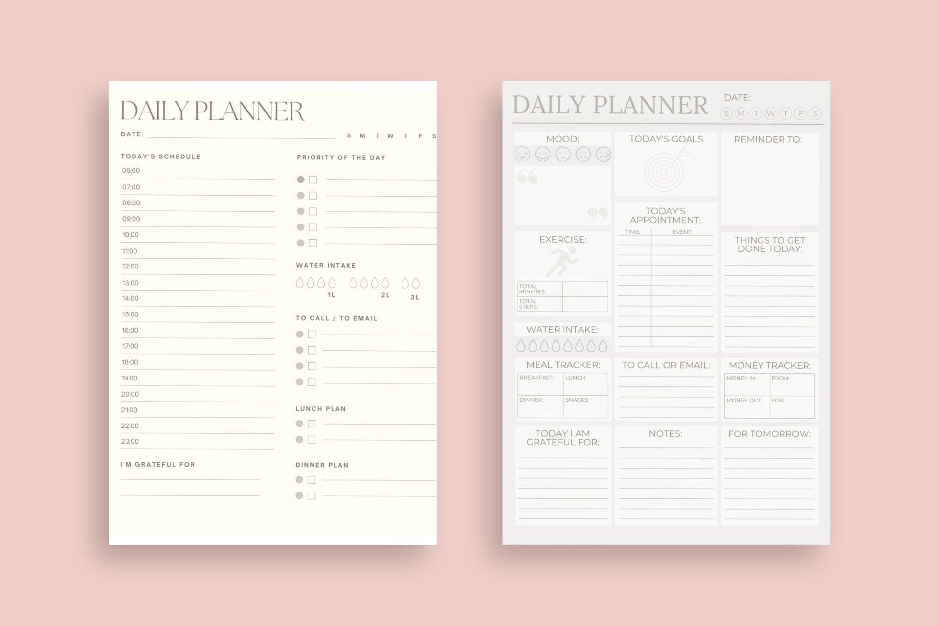 Minimalistic Daily Planner Template Digital & Printable - Etsy