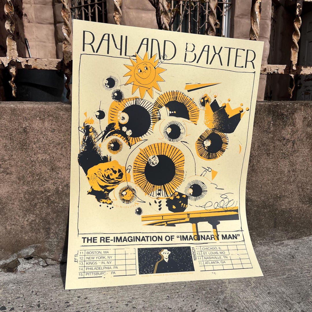 Rayland Baxter - Official Imaginary Man Tour Poster - Limited Artist ...