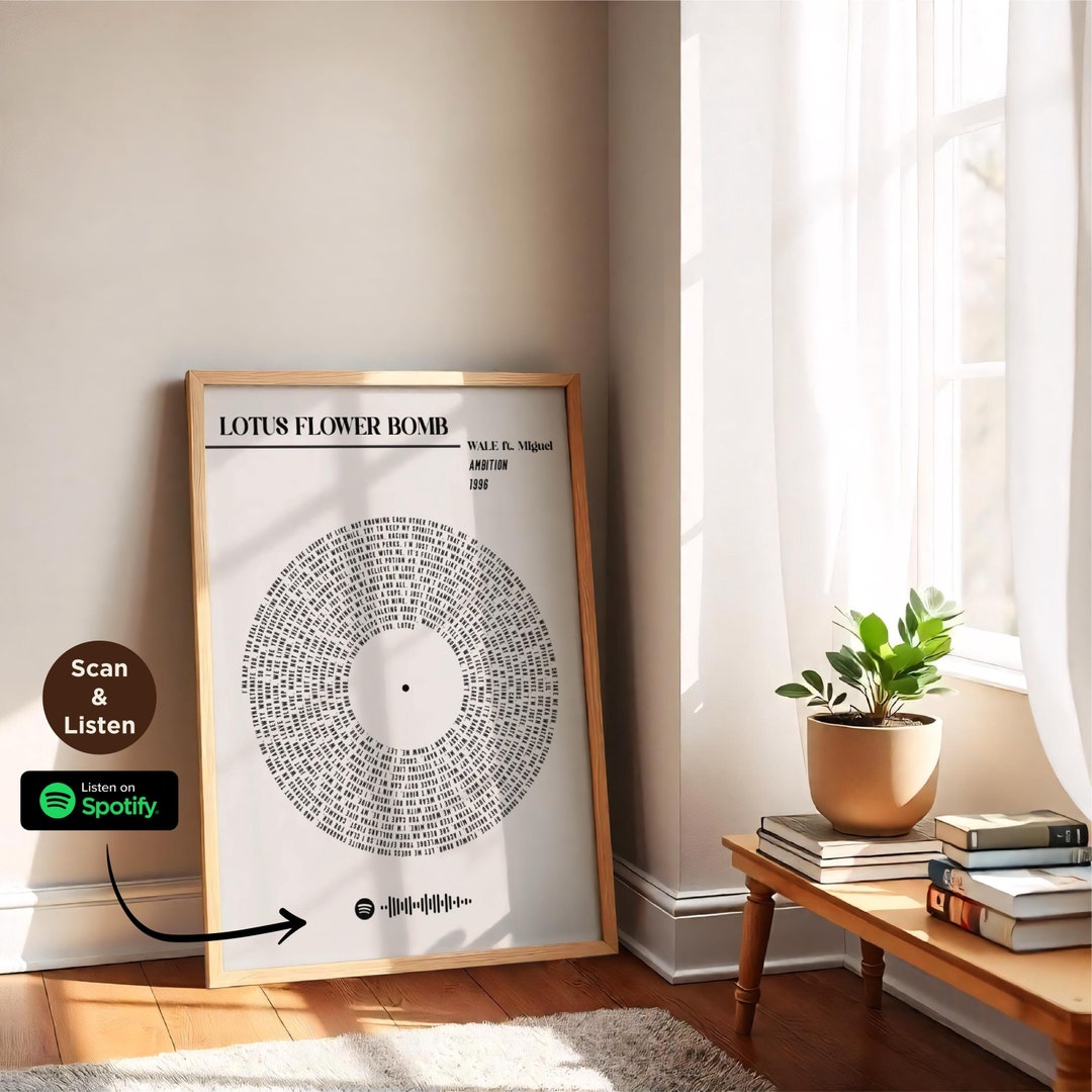 Custom Vinyl Lyrics Poster, Scannable Spotify Code, Customizable Music ...