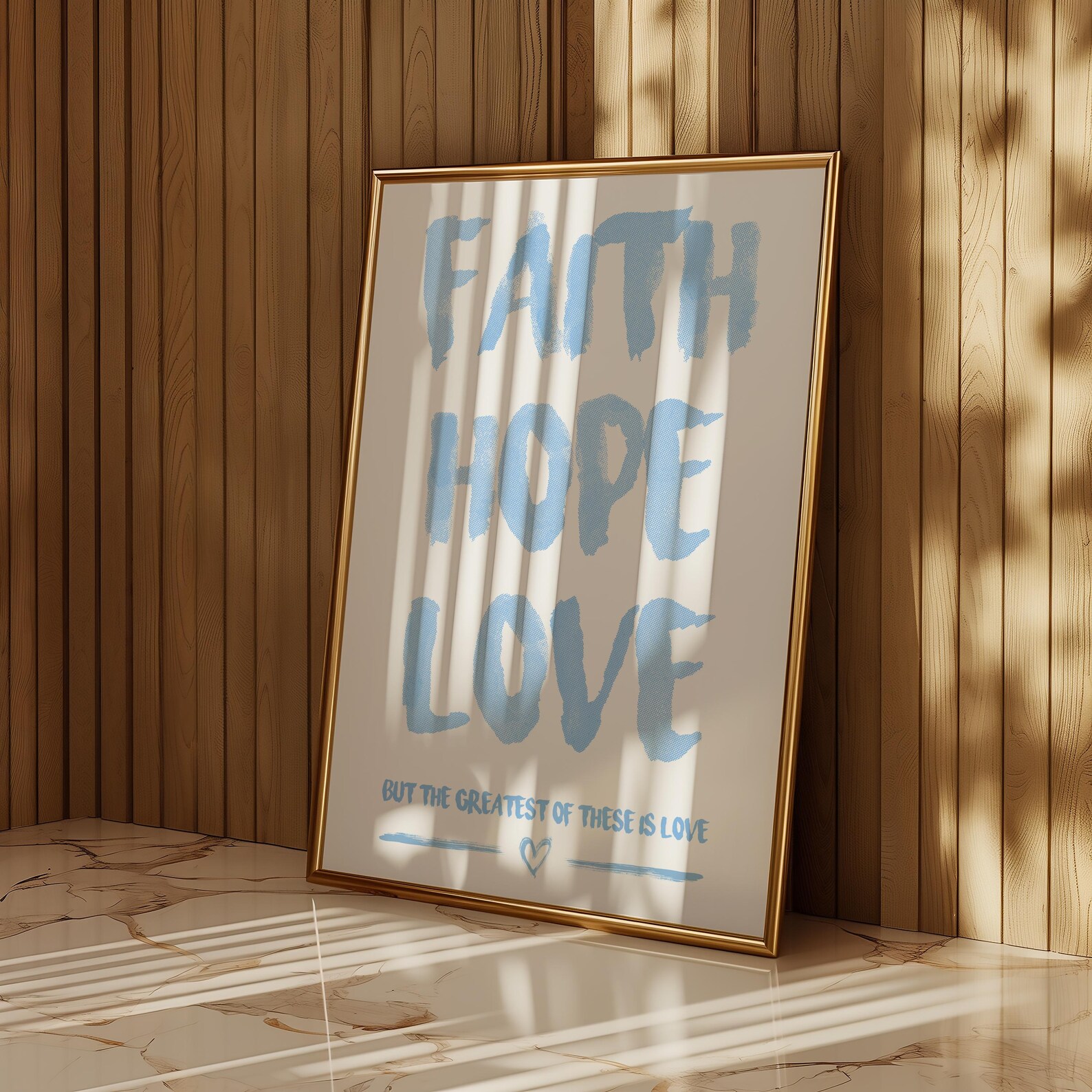 Christian Wall Art Blue Bible Verse Quote Trendy Christianity Art Print ...