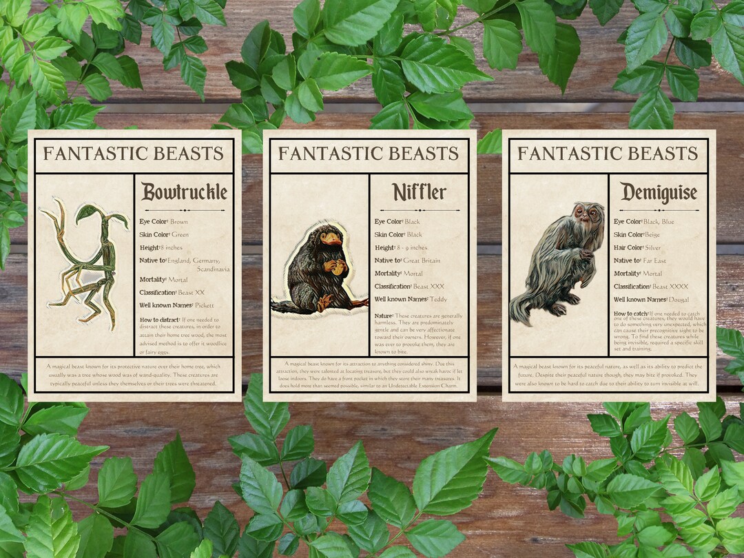 Fantastic Beasts Creatures Chart Series 1 // Instant Download ...