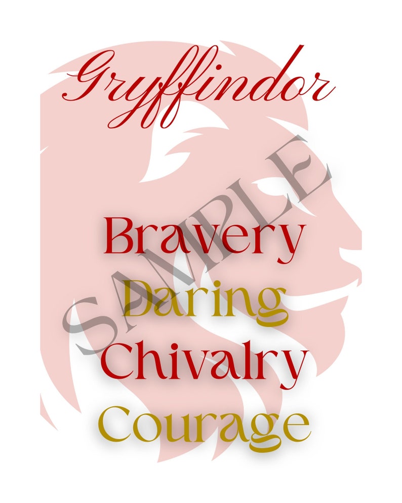 Gryffindor Traits Sign / Printable Wall Art / Digital Design / Digital ...