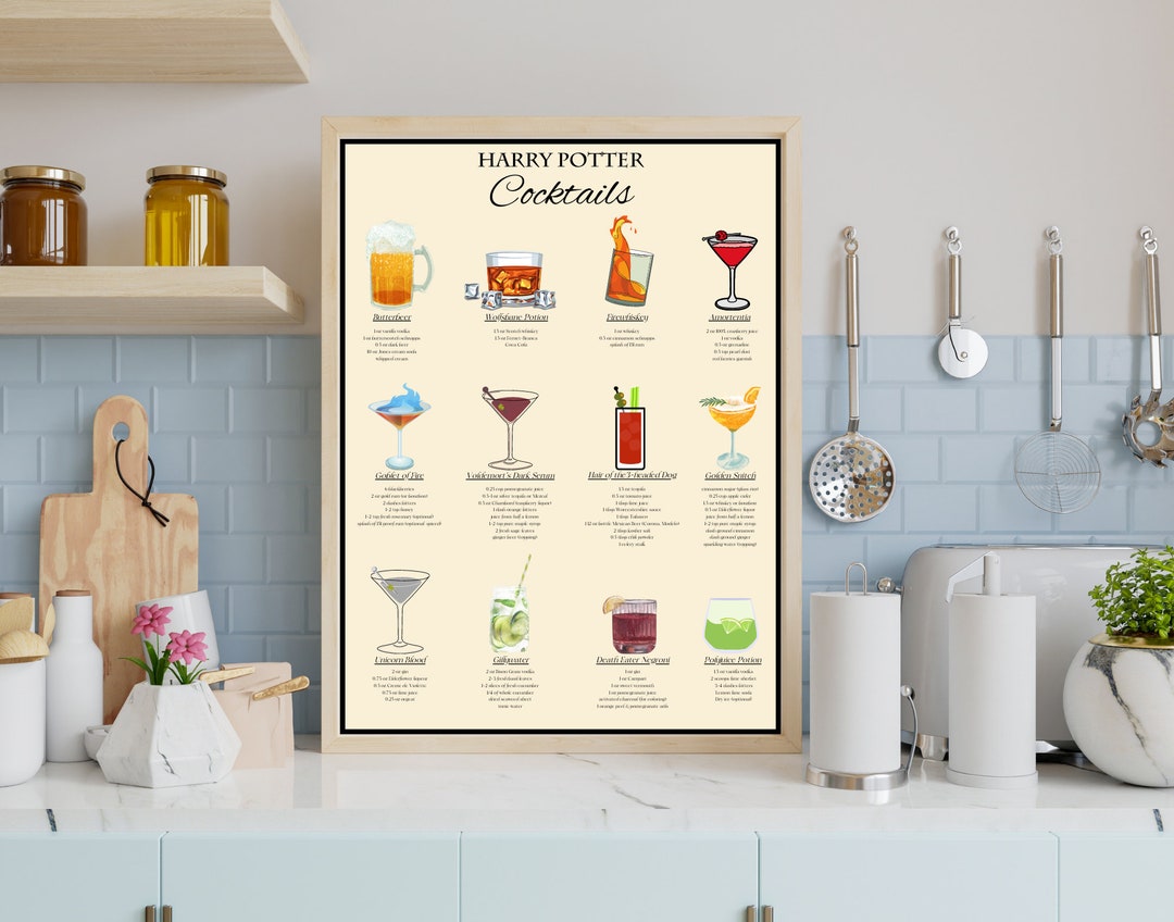 HP Themed Cocktail Chart Poster // Cocktail Recipes // Instant Download ...