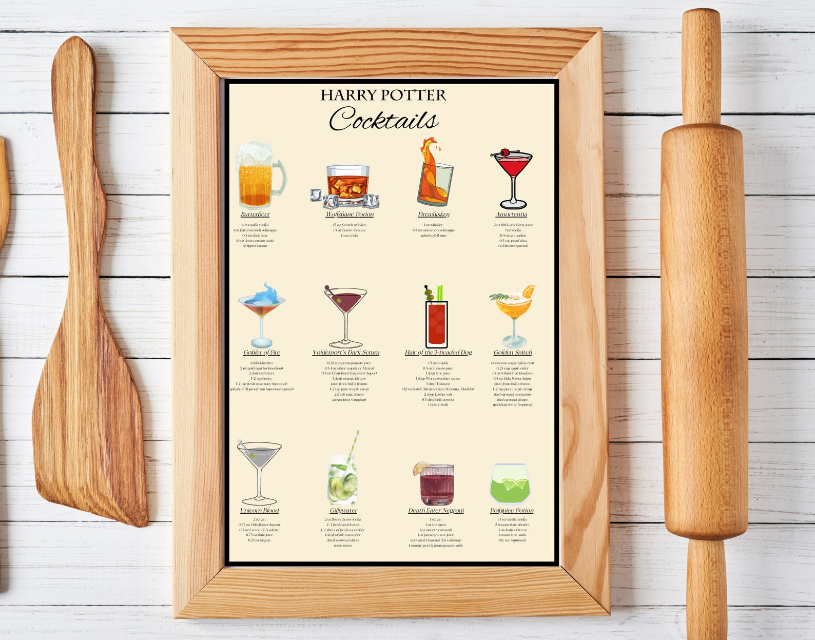 HP Themed Cocktail Chart Poster // Cocktail Recipes // Instant - Etsy