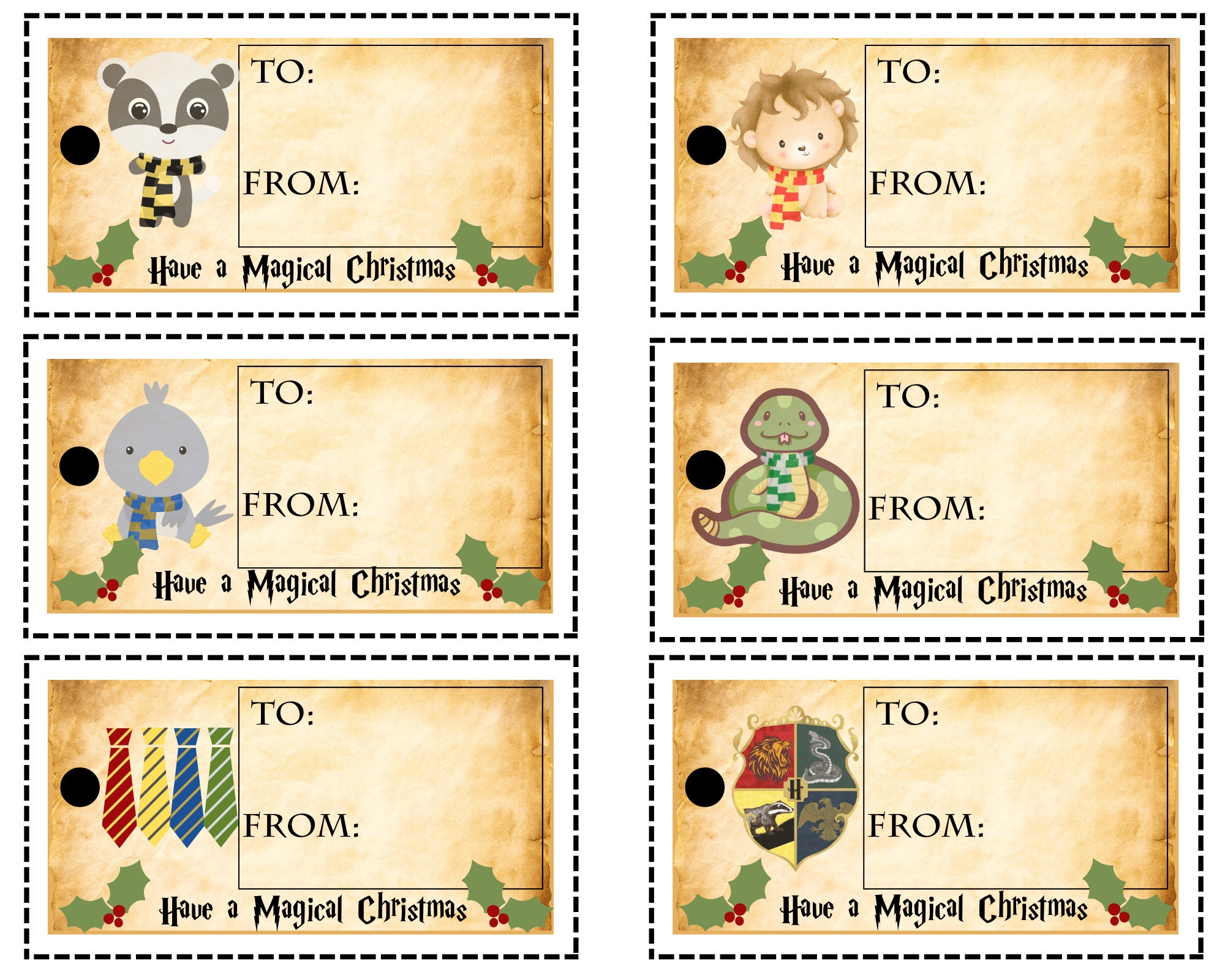 HP Gift Tag Sheets // Christmas Tags // Instant Download // Printable ...