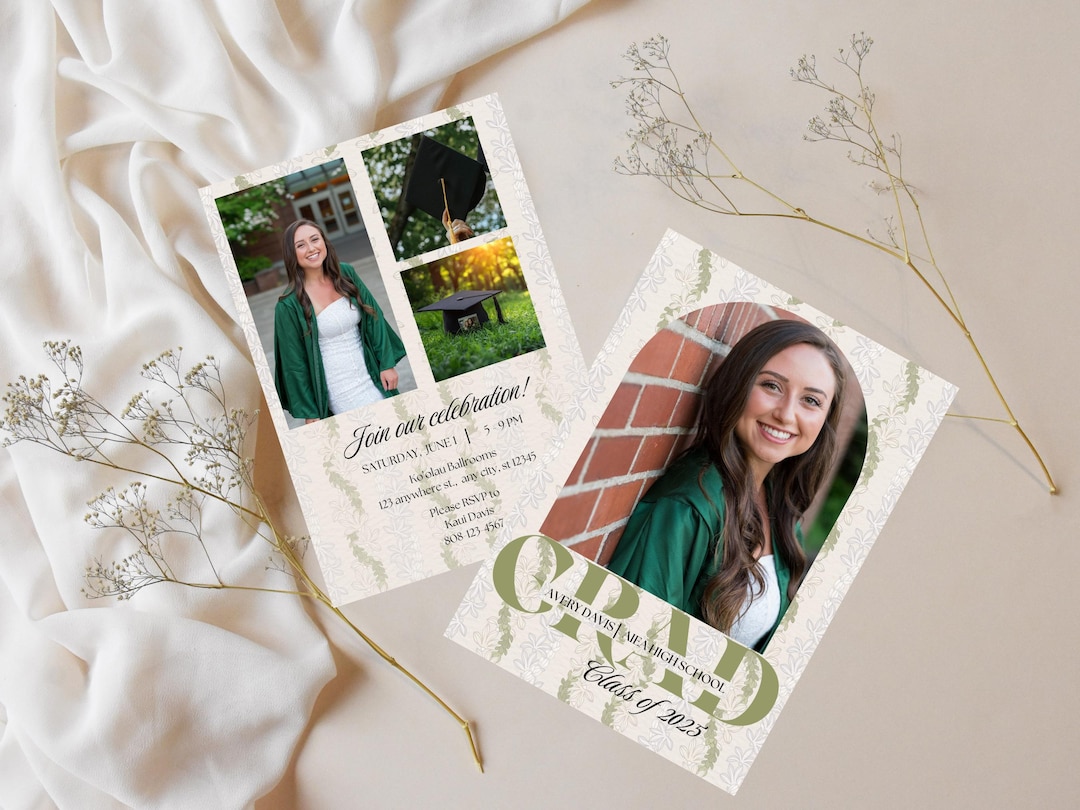 EDITABLE Hawaiian Lei Graduation Invite // Class of 2025 // Instant ...