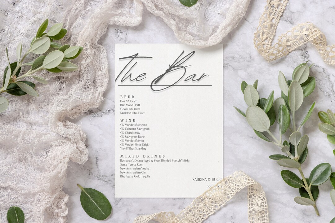 Custom Digital Bar Sign for Wedding or Event - Etsy