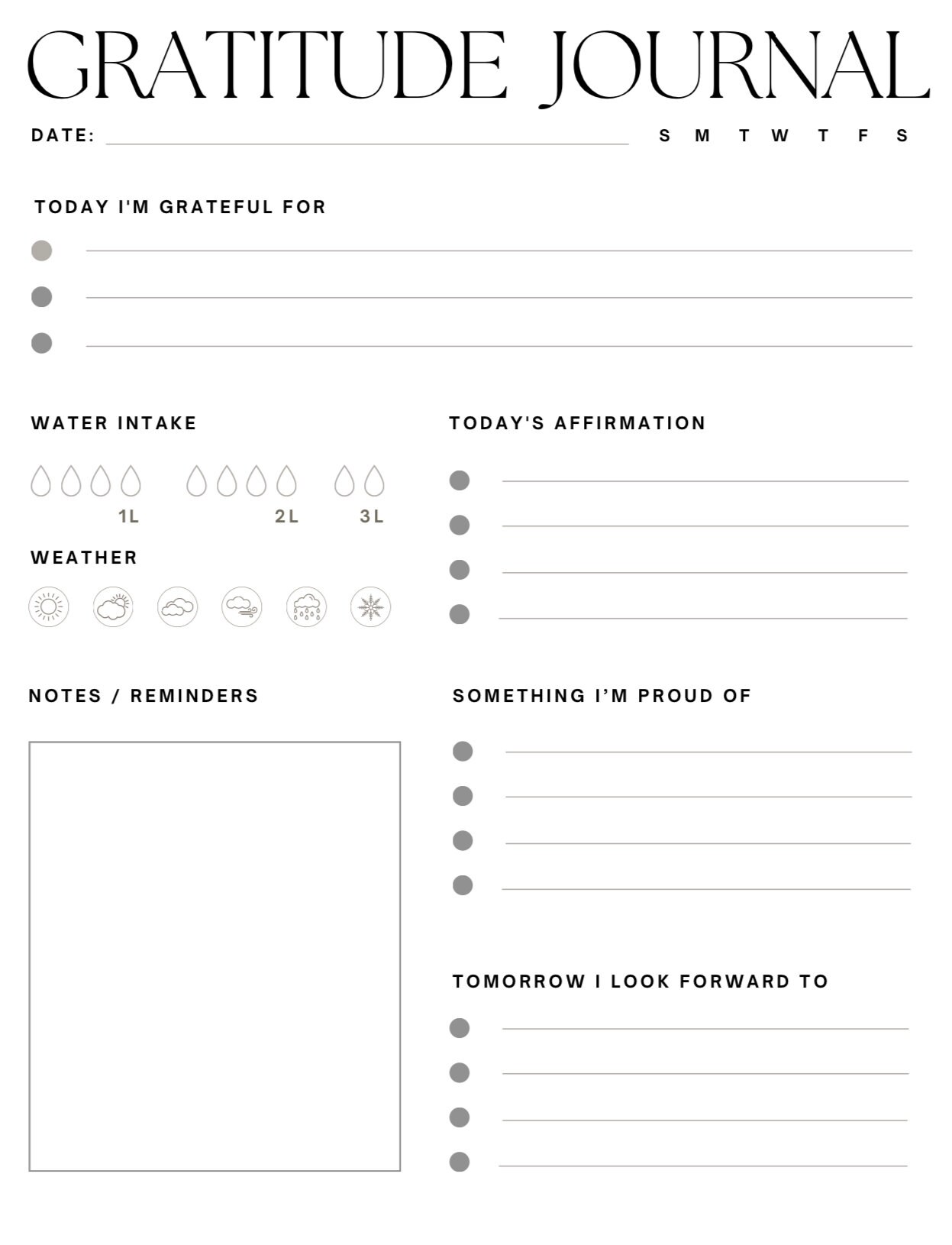 Gratitude Journal, Digital Planner, Printable File, PDF, Goodnotes ...