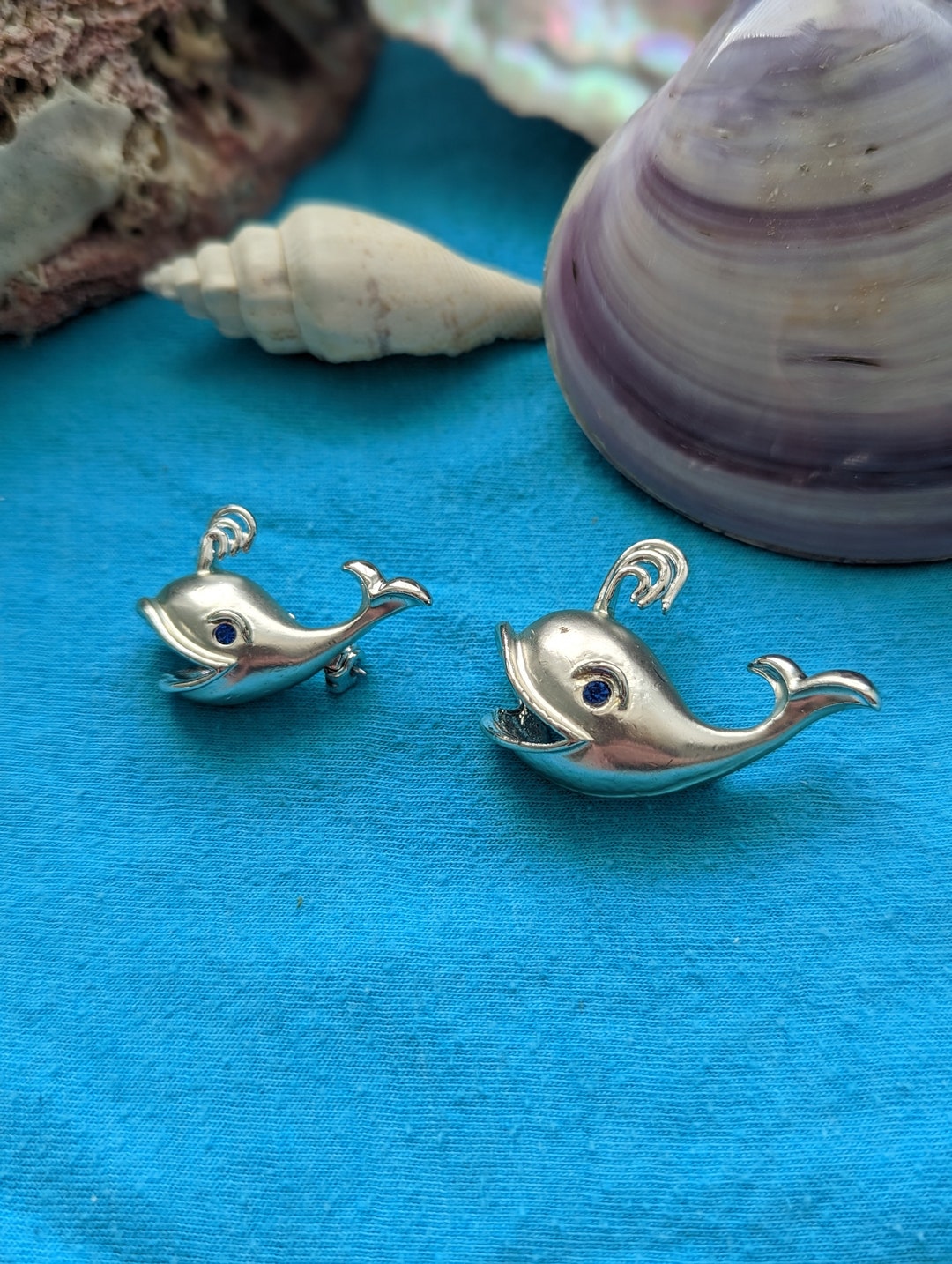 Whale Pin, Silver Colored Whale Pin, Set of 2 Whale Pins, Mama and Baby ...