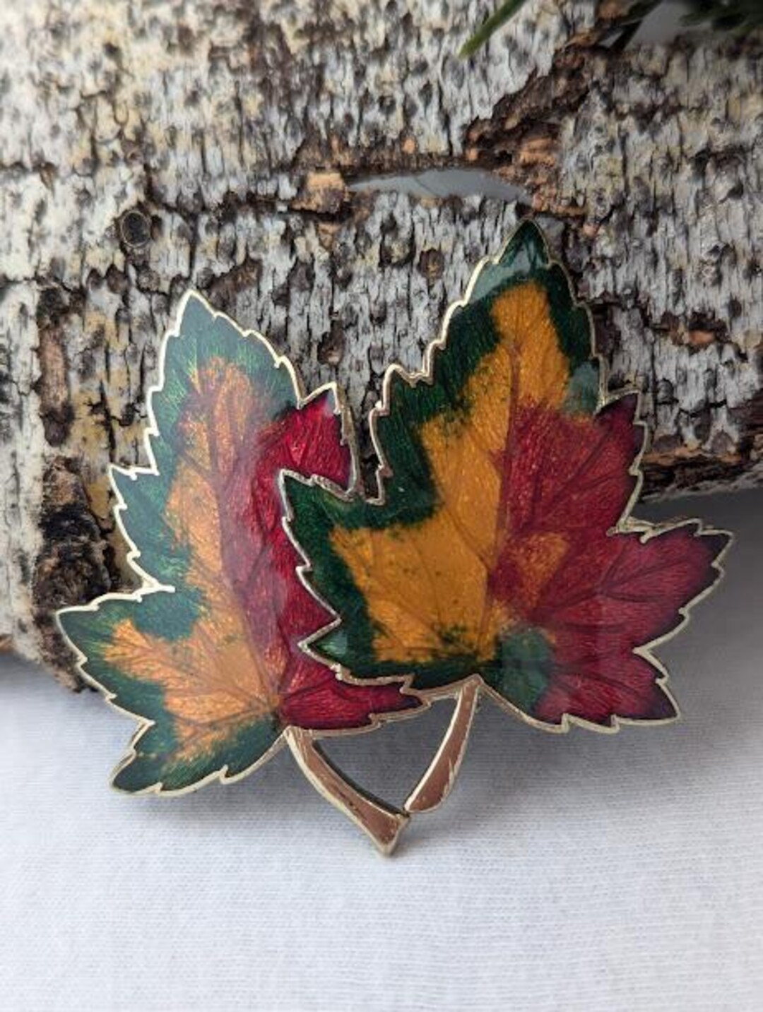 Fall Leaf Pin, Vintage Fall Maple Leaves Pin, Double Fall Maple Leaves ...